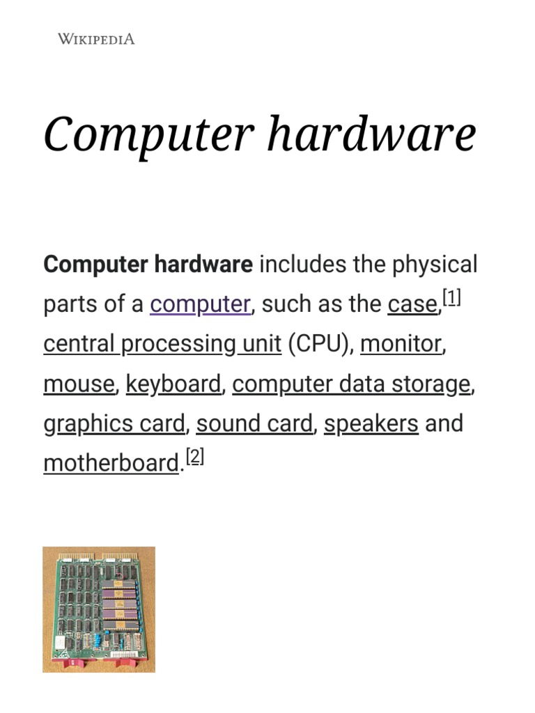 Computer Hardware - Wikipedia | PDF | Computer Hardware | Random Access ... Computer Hardware - Wikipedia | PDF | Computer Hardware | Random Access ...