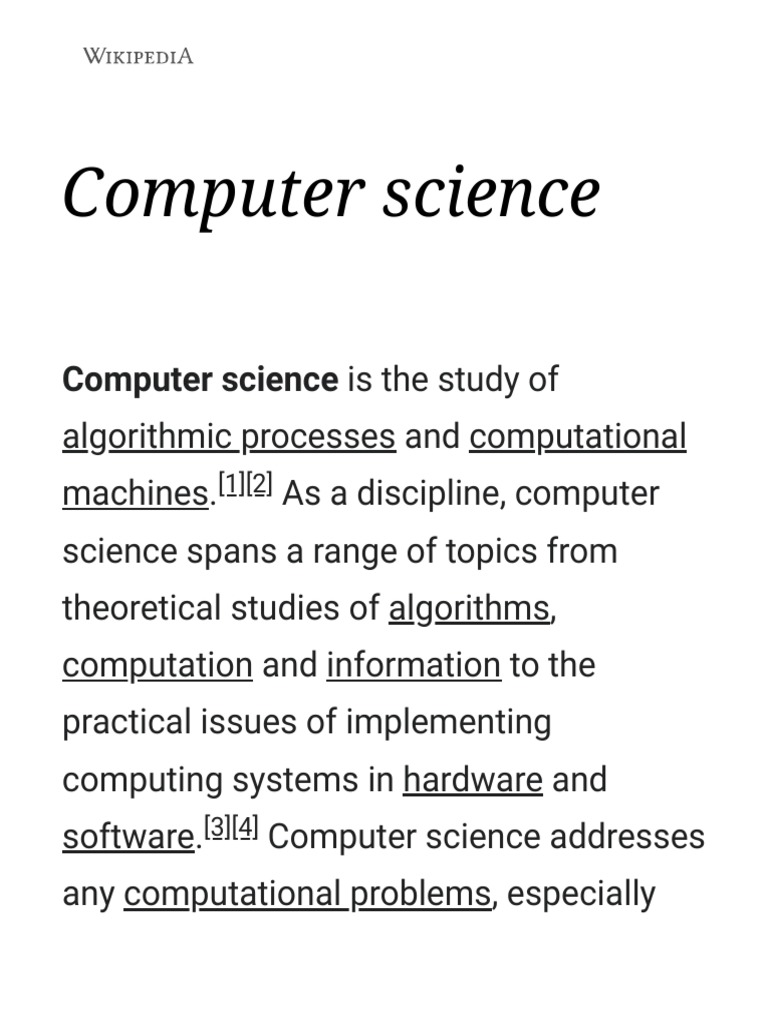 Computer Science - Wikipedia | PDF | Computer Science | Transistor