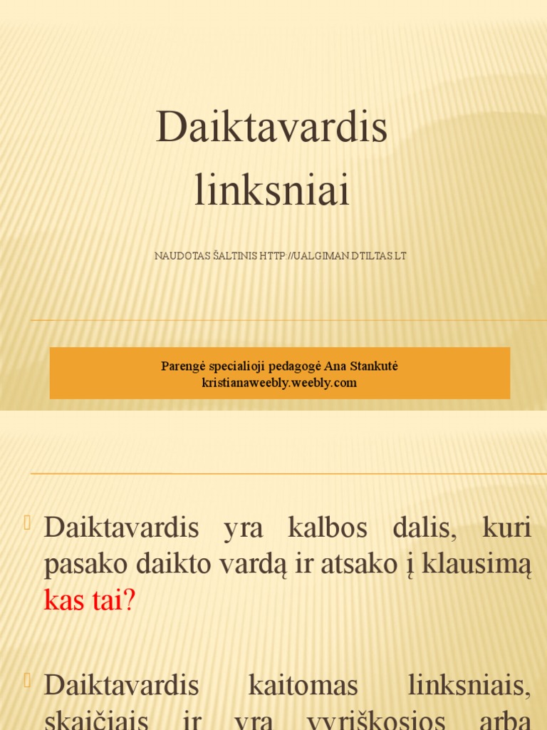 Daiktavardis, Linksniavimas | PDF