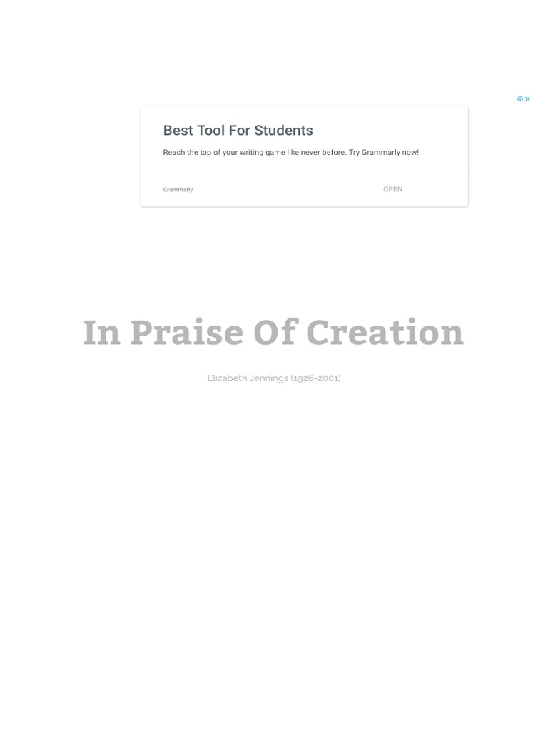 In Praise of Creation - CIE Literature | PDF | Tiger | Meaning Of Life