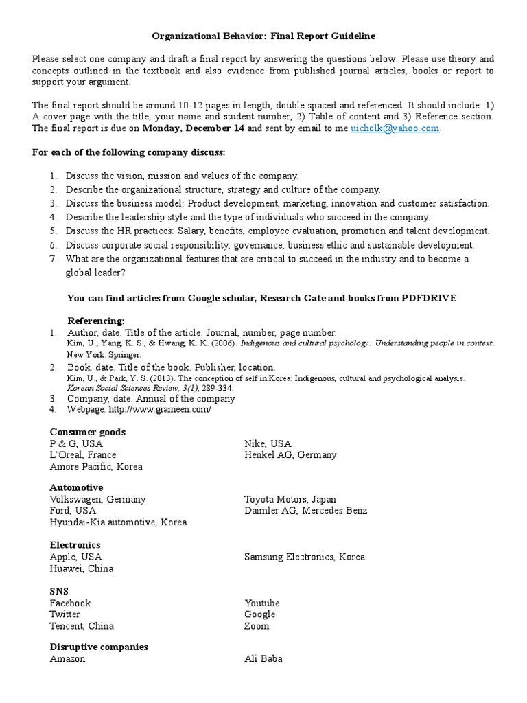 1 OB Final Report Guideline | PDF | Social Networking Service | Business