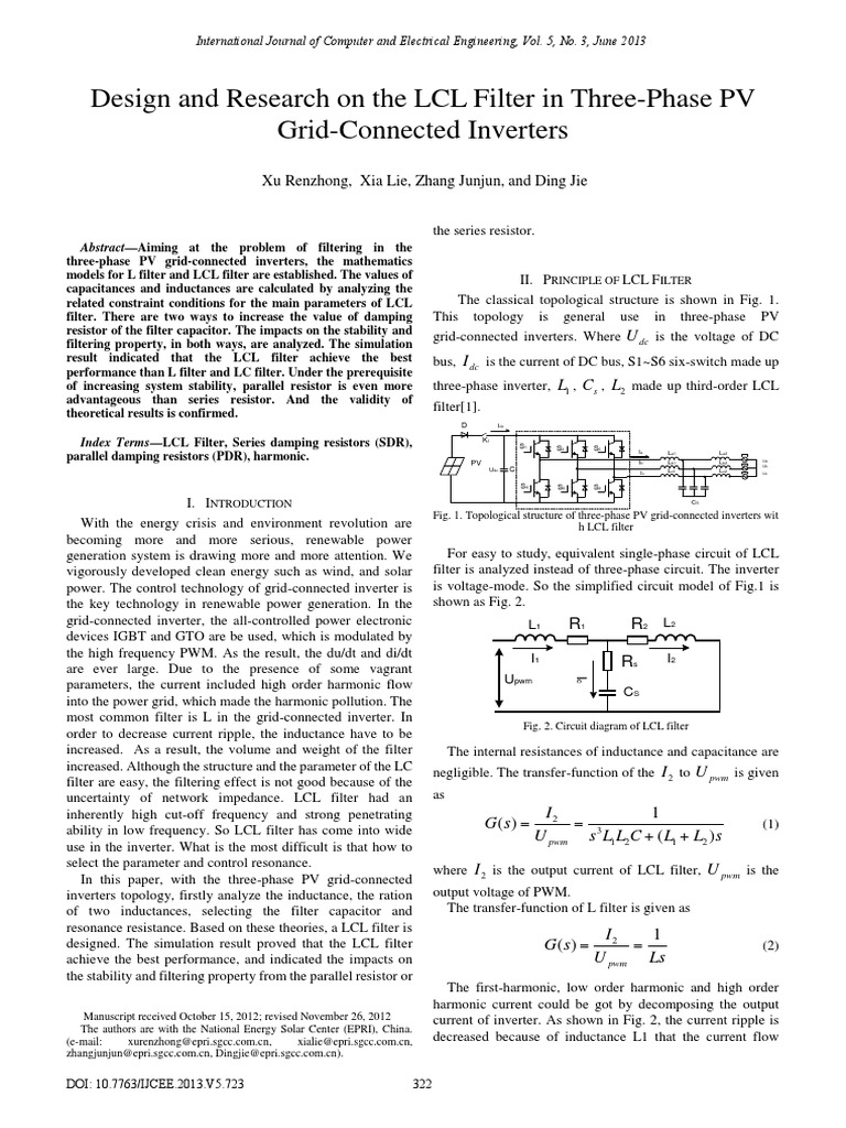 Design and Research On The LCL Filter in Three-Phase PV PDF | PDF ...