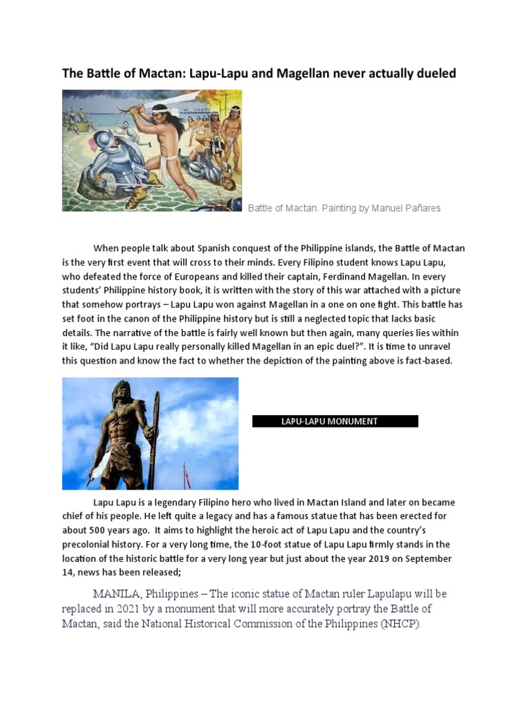 The True Account of the Battle of Mactan: Lapu-Lapu and Magellan Did ...