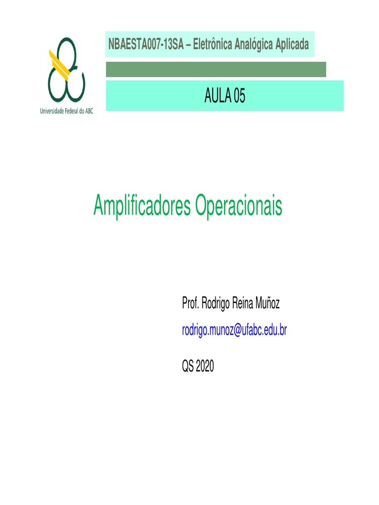 Aula05 Amplificadores+Operacionais | PDF | Amplificador operacional | Amplificador
