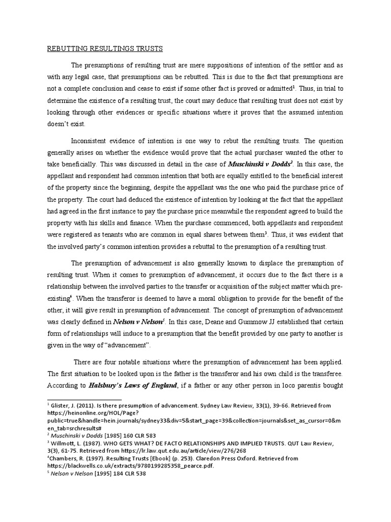 Rebutting Resulting Trusts Explained | PDF | Justice | Crime & Violence