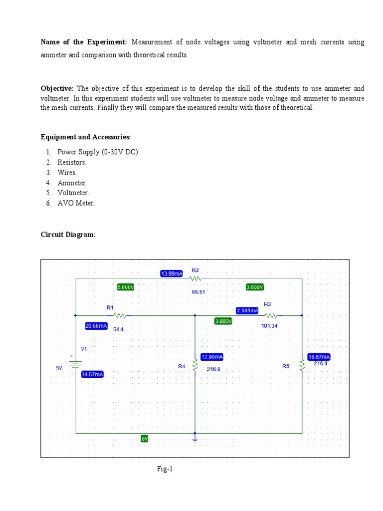 Measuring Node Voltages Experiment | PDF | Voltage | Electrical Network