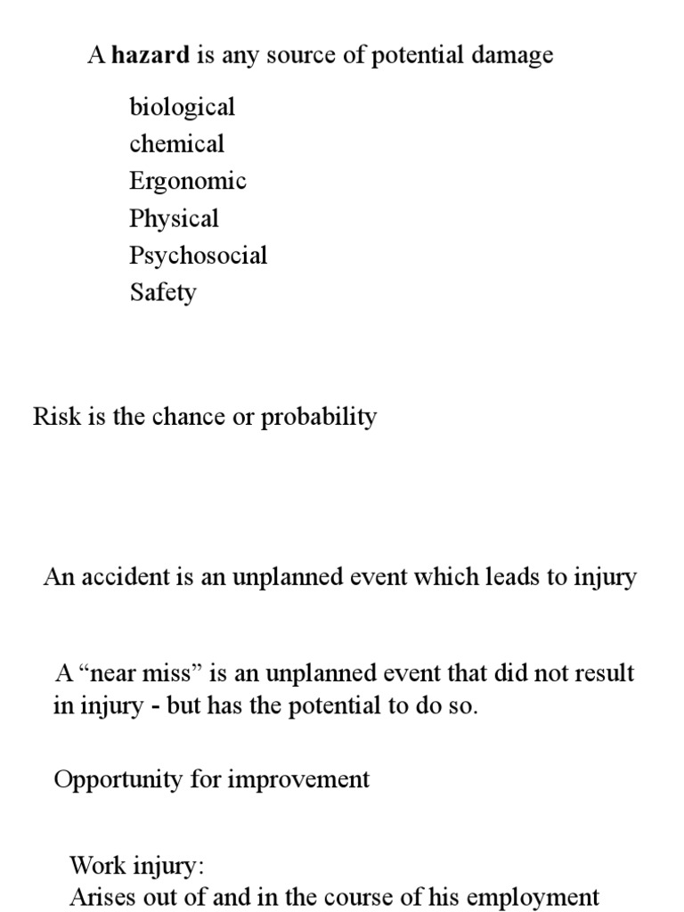 A Hazard Is Any Source of Potential Damage Biological Chemical ...
