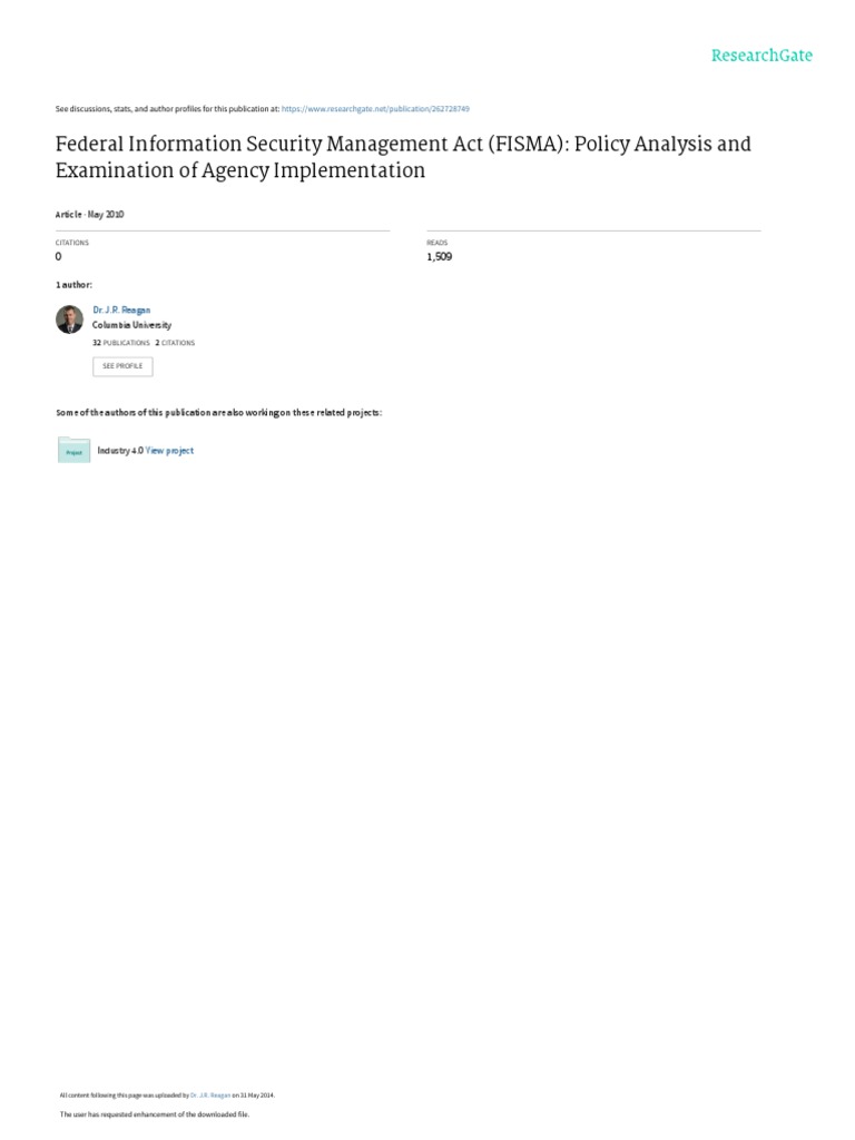 Federal Information Security Management Act (FISMA) : Policy Analysis ...