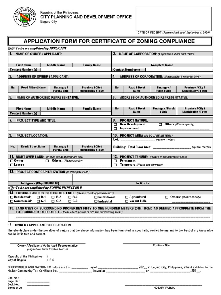 Application Form For Certificate of Zoning Compliance-Revised by TSA ...