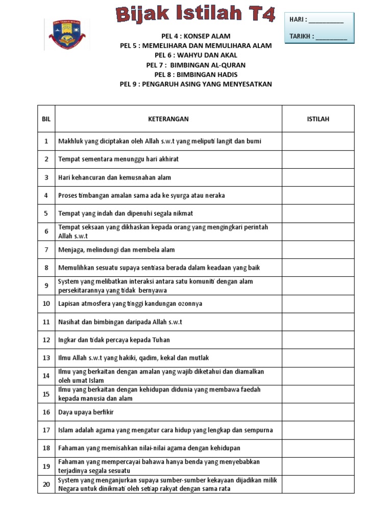 Kuiz Bijak Istilah T4 Pel4-9 | PDF