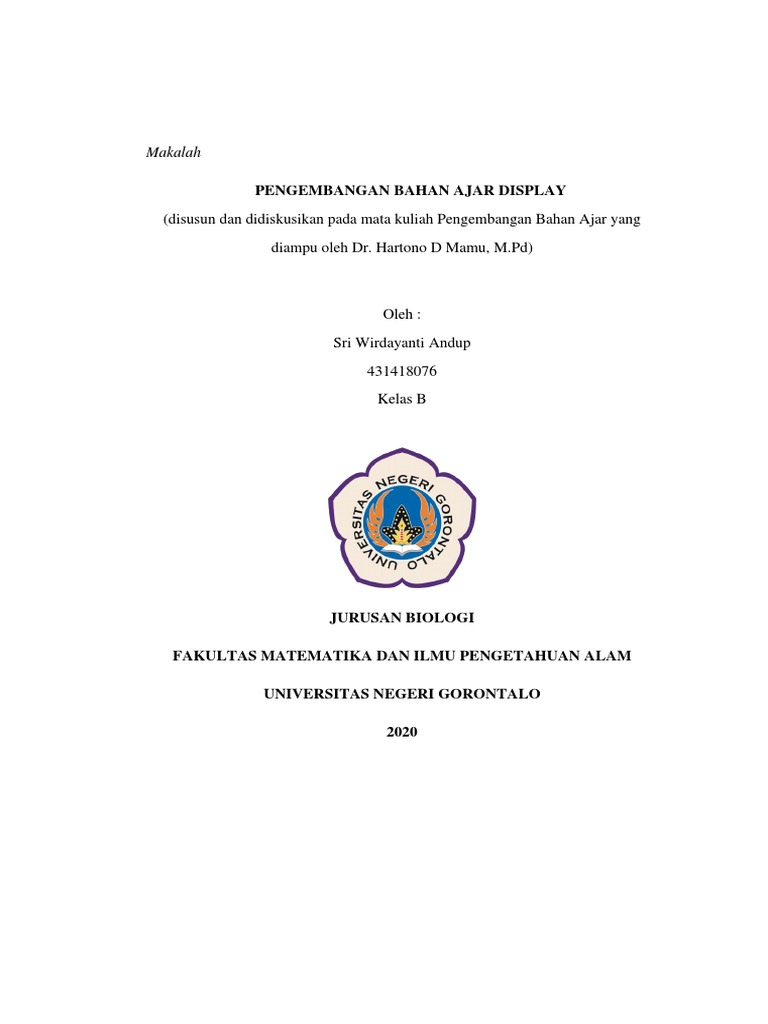 MAKALAH PENGEMBANGAN BAHAN AJAR DISPLAY - SRI WIRDAYANTI ANDUP ...