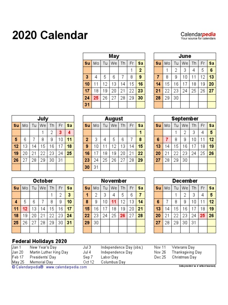 2020 Calendar Portrait Year at A Glance | PDF | Traditions | Public Holiday