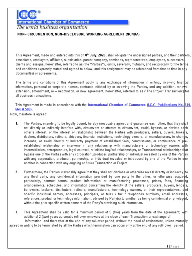 July, 2020, Shall Obligate The Undersigned Parties, and Their Partners ...