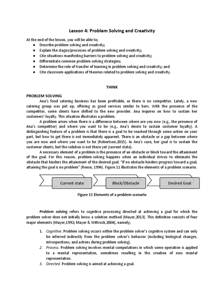 Problem Solving and Creativity Overview | PDF | Learning Theory ...