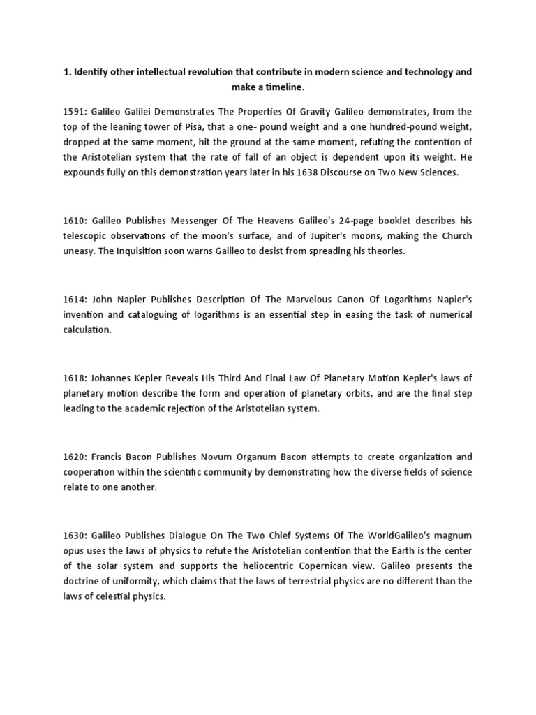 Identify Other Intellectual Revolution That Contribute in Modern ...