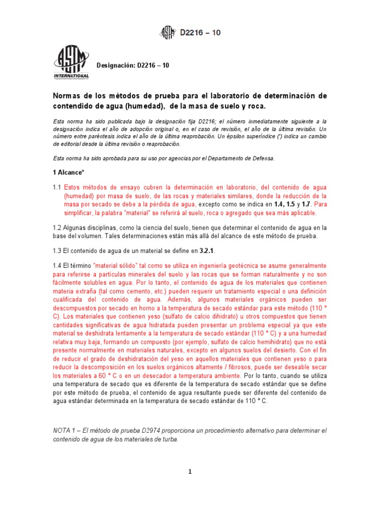 Astm D2216 10 | PDF | Yeso | Agua