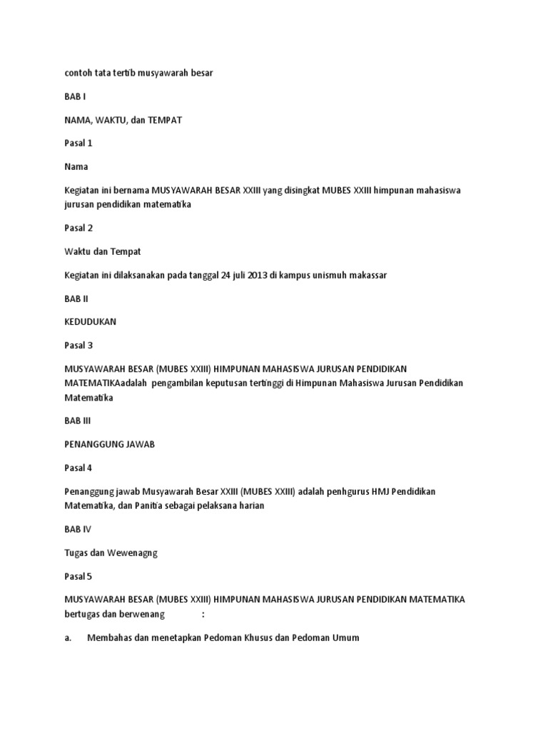 Contoh Tatib Mubes | PDF