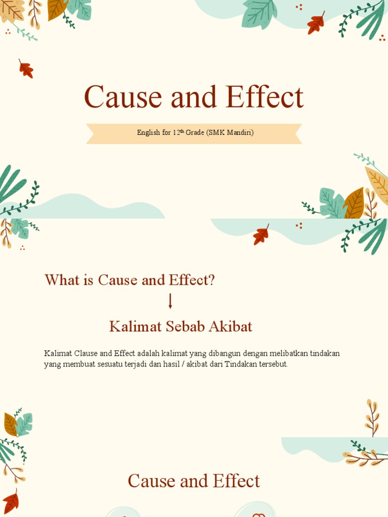 Cause and Effect: English For 12 Grade (SMK Mandiri) | PDF | Syntax ...