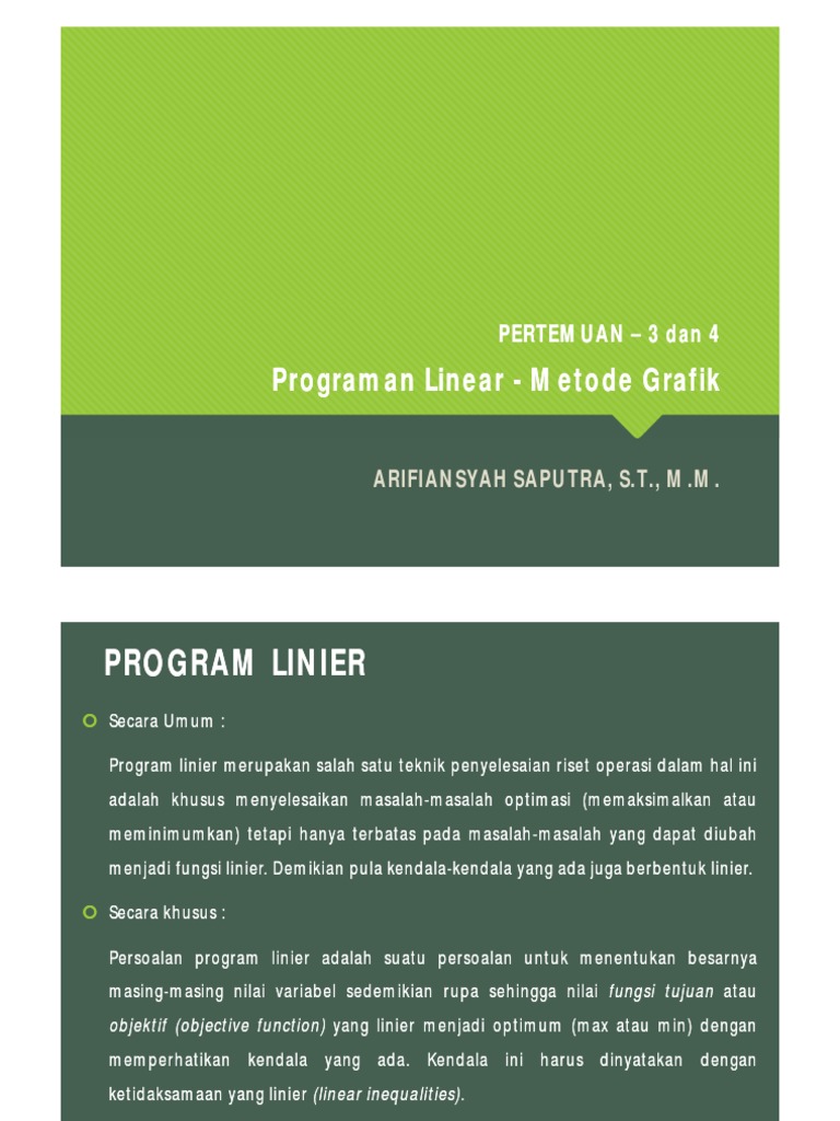 3 & 4 - Program Linear Metode Grafik | PDF