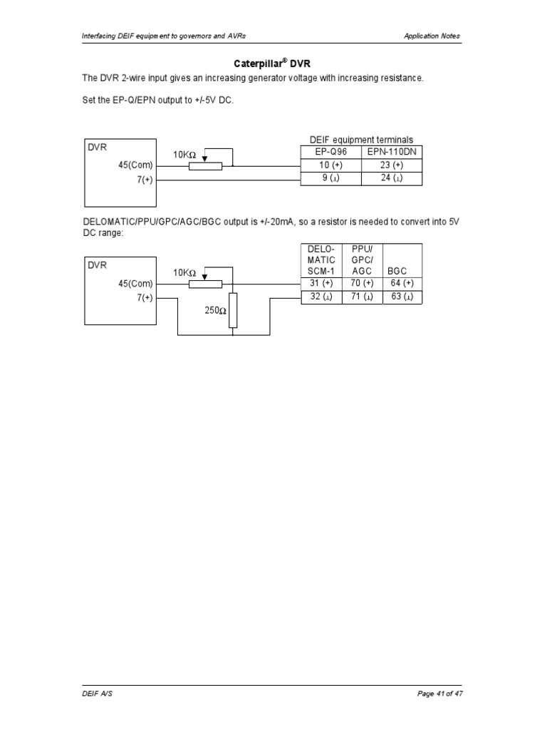 Caterpillar DVR: Interfacing Deif Equipment To Governors and Avrs ...