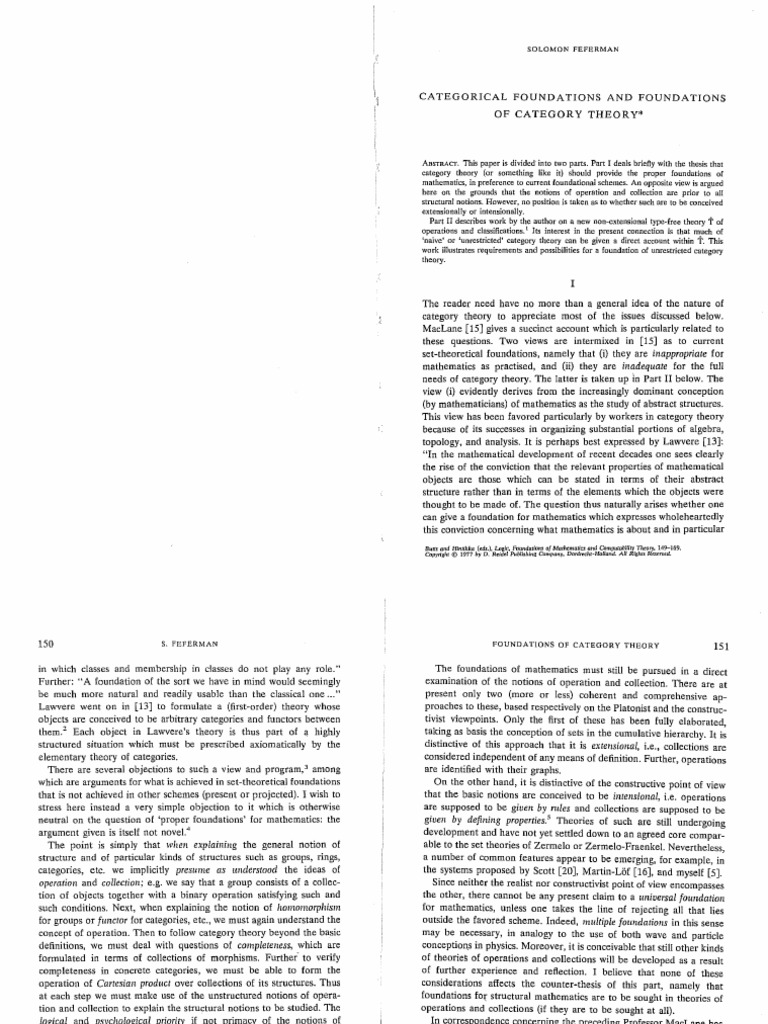 Solomon Feferman: Inappropriate For Inadequate For The Full | PDF ...