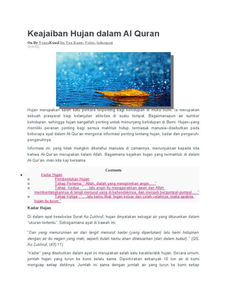 Keajaiban Hujan Dalam Al Quran | PDF
