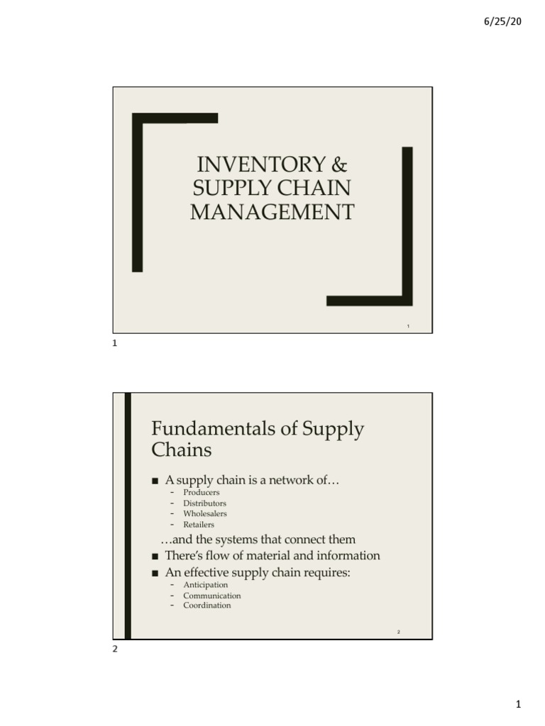 Inventory & Supply Chain Management Slides | PDF | Supply Chain | Inventory