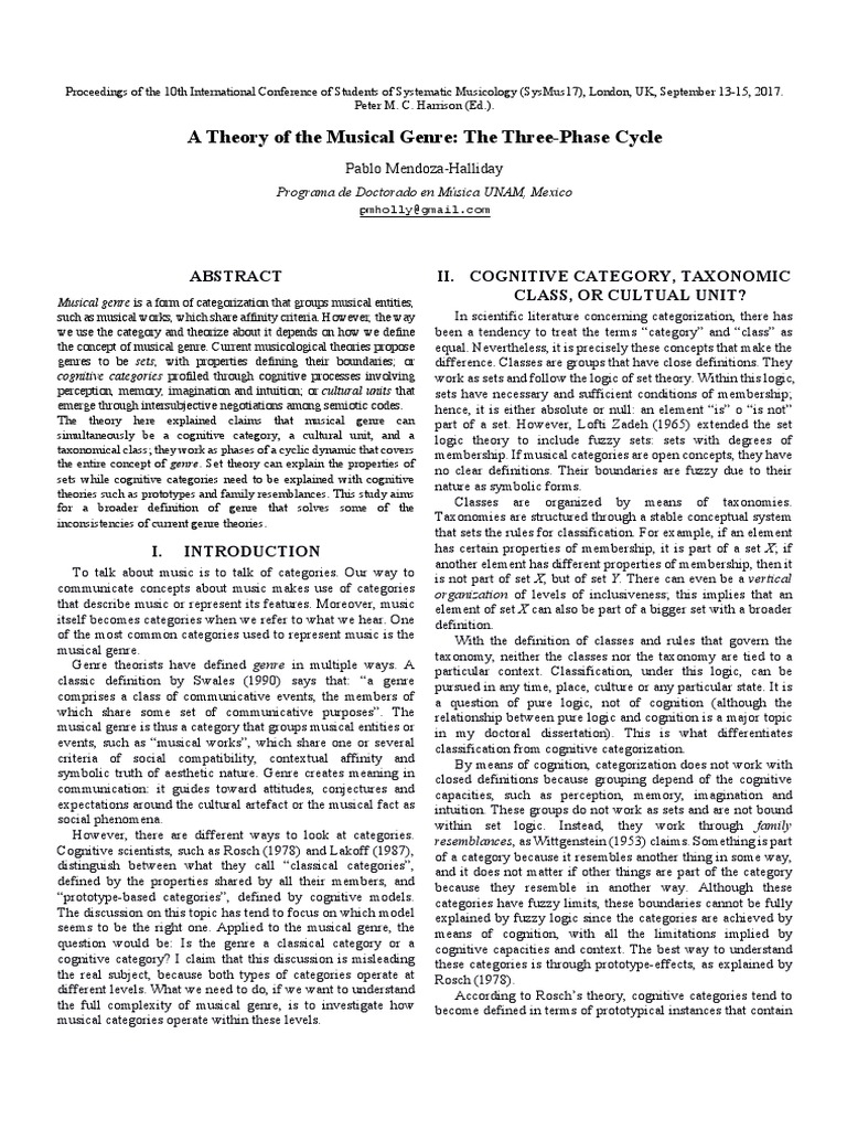 SysMus17 Proceedings Theory of Three-Phase Genre Cycle | PDF | Concept ...