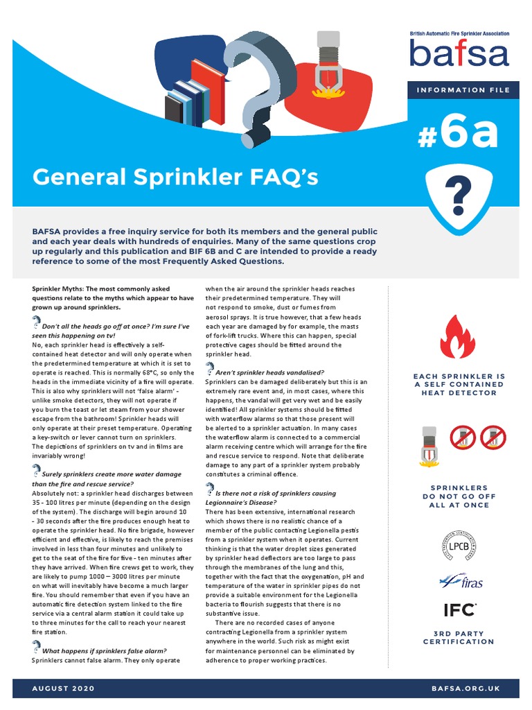 General Sprinkler FAQ's: Information File | PDF | Fire Sprinkler System ...