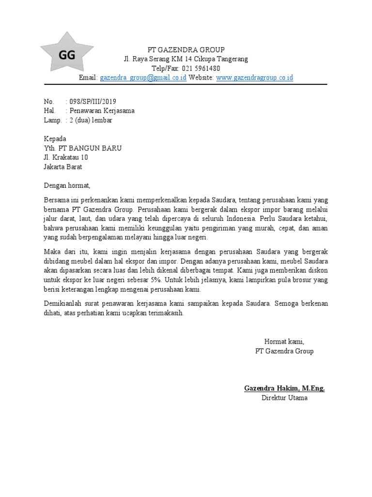 Surat Penawaran KERJASAMA | PDF