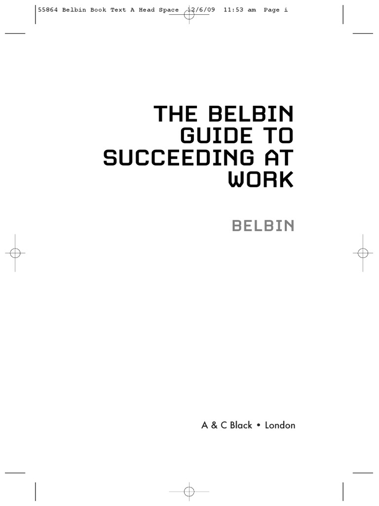 The Belbin Guide To Succeeding at Work 42 PDF | PDF | Psychological ...