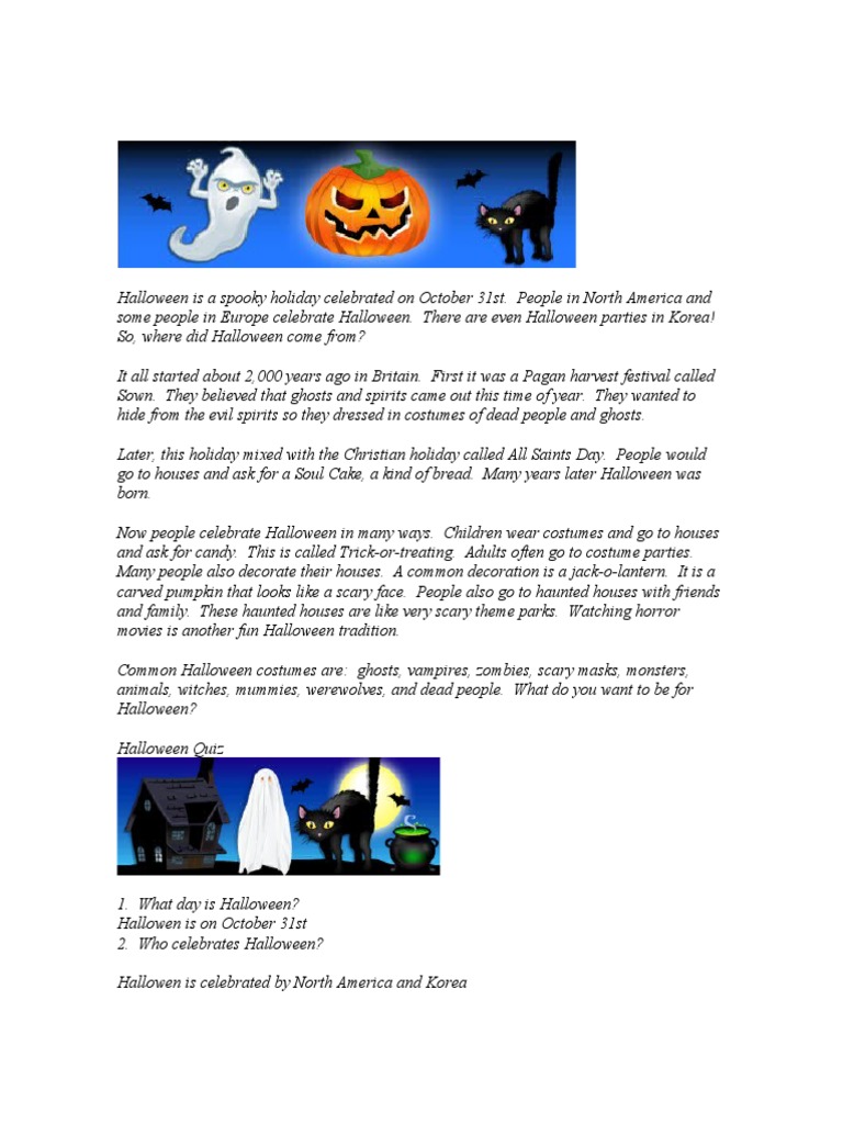 Halloween Running Dictation Story and Quiz | PDF | Social Science | Art