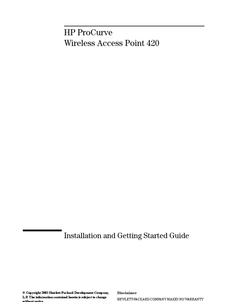 HP Pro Curve Access Point 420 Manual | PDF | Wireless Access Point ...