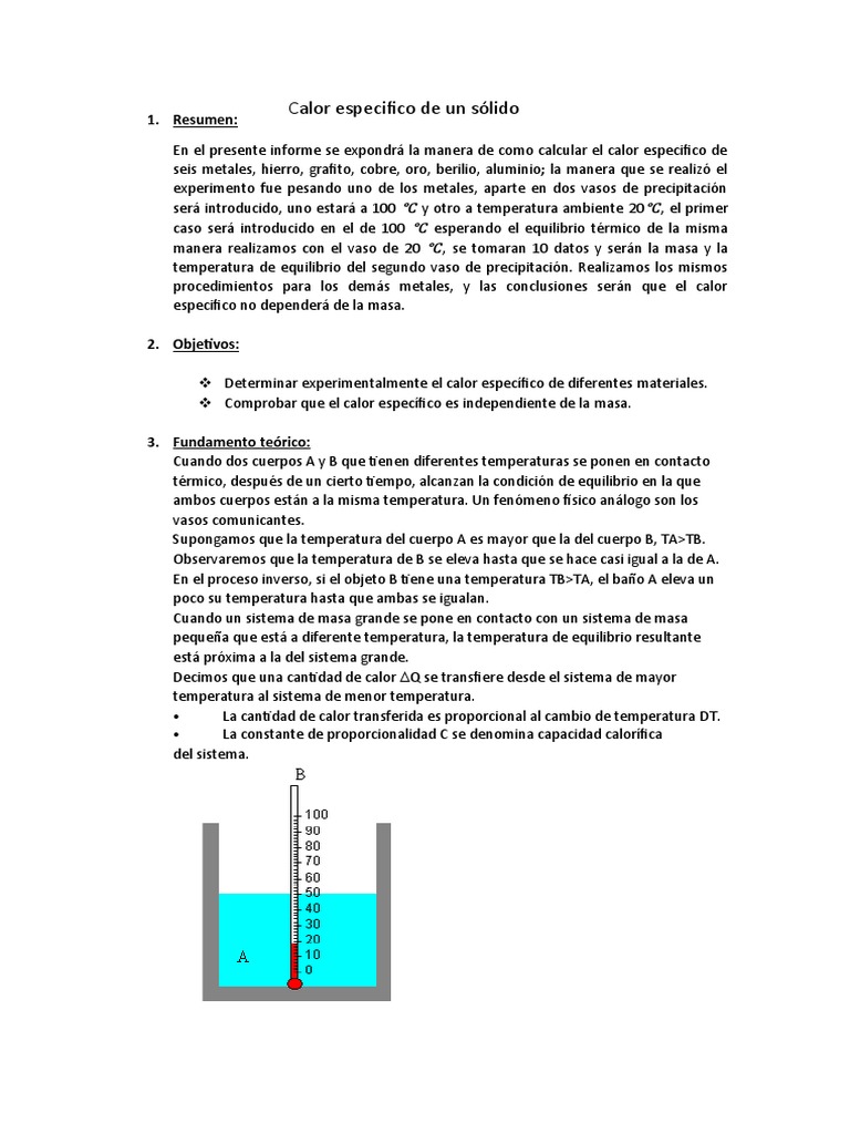 Calor Específico y Equilibrio Térmico | PDF | Calor | Temperatura