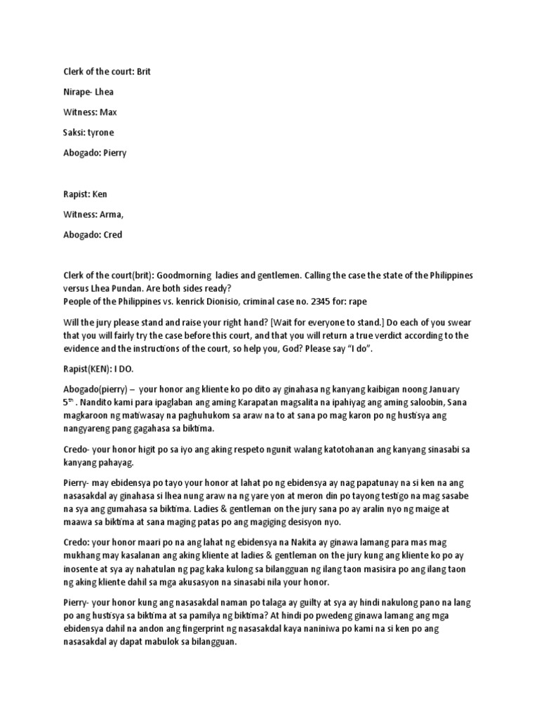 Mock Trial Script | PDF