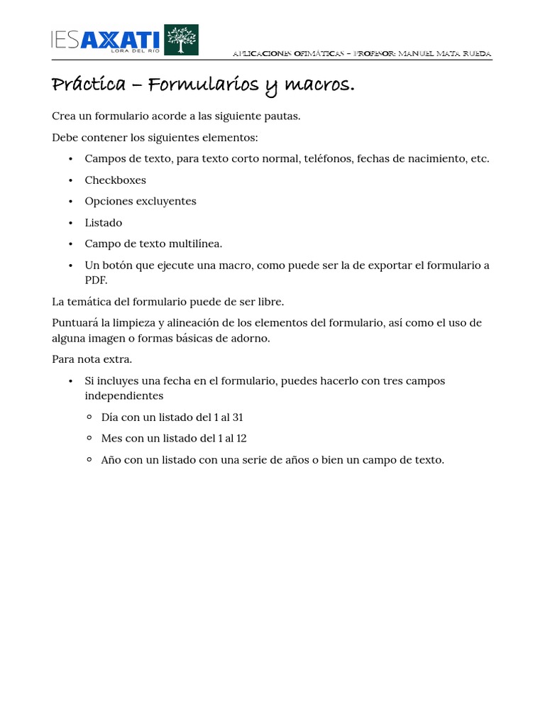 Formulario - Practica | PDF
