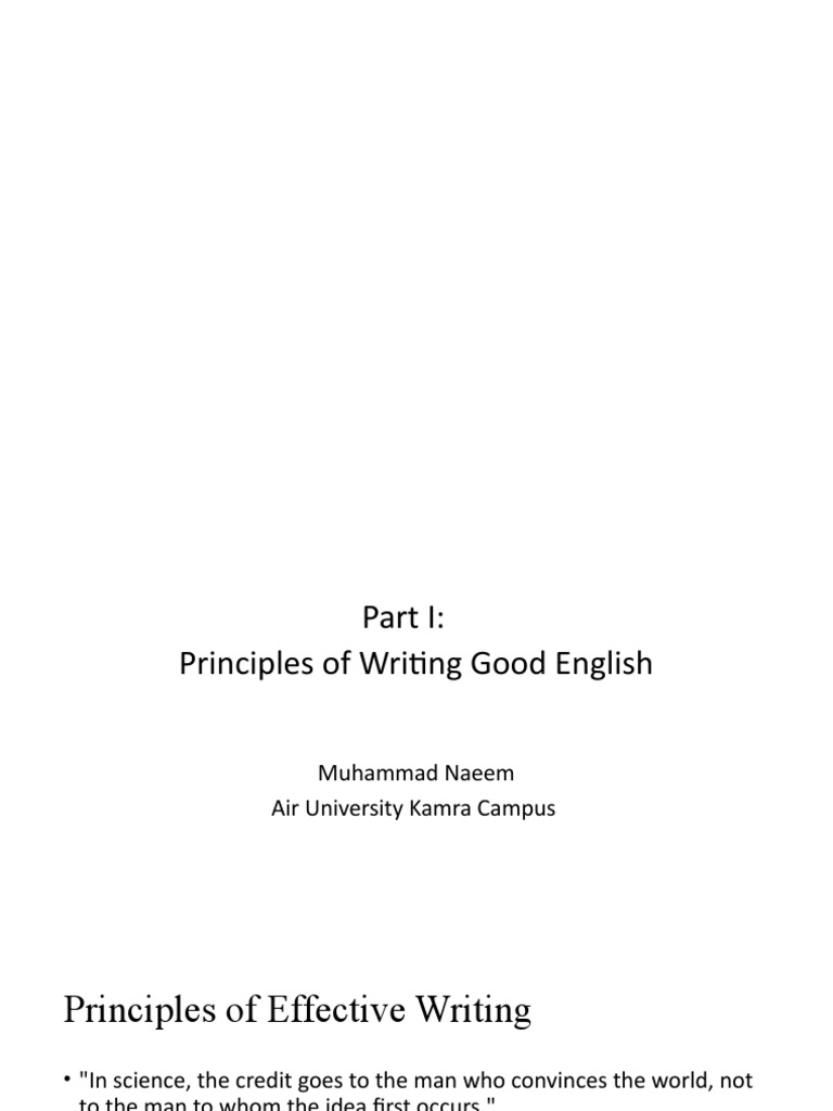 Principles of Writing Good English | PDF | Career & Growth