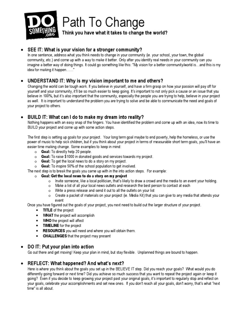 Path To Change Packet | PDF | Goal | News