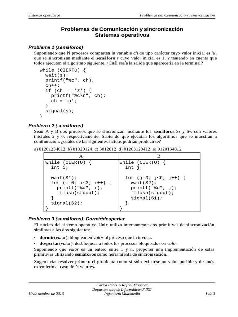 Problemas t4 | PDF | Concurrencia (informática) | Hilo (Computación)