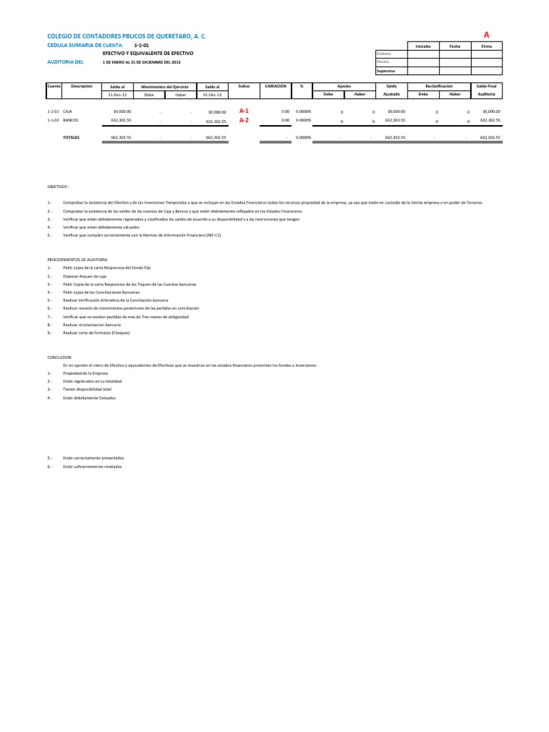 Cedula Sumaria | PDF | Bancos | Auditoría financiera