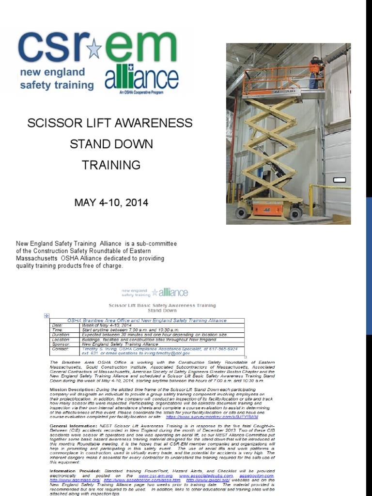 Scissor lift-Aerial-lift-Training-awarness Training | PDF | Elevator ...