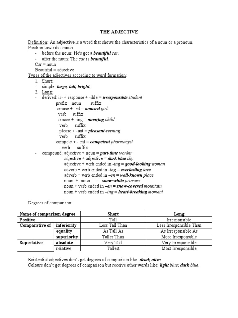 Adjective | PDF | Adjective | Linguistic Morphology