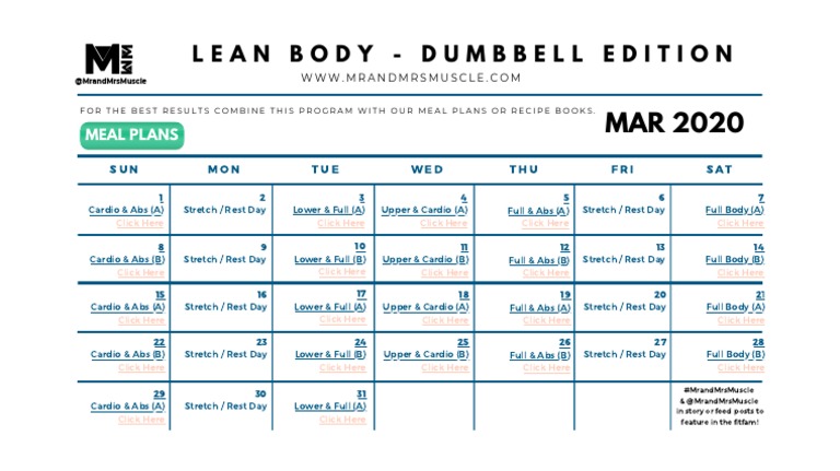 Lean Body Dumbbell Workout Plan | PDF | Physical Fitness | Physical ...