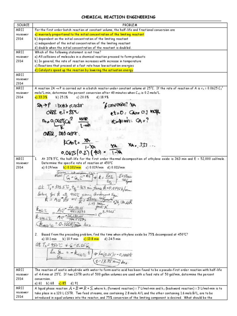 Kinetics Ans Key Master File | PDF | Reaction Rate | Chemical Reactor