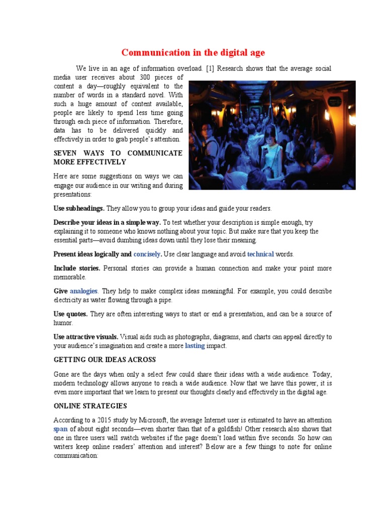 Communication in The Digital Age | PDF | Attention | Internet