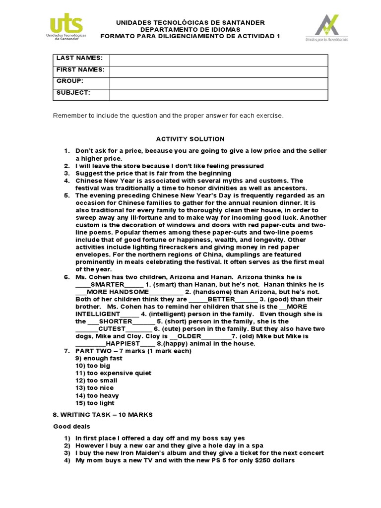 Remember To Include The Question and The Proper Answer For Each ...