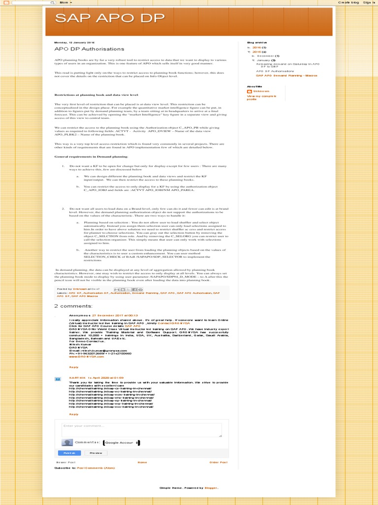 SAP APO DP: APO DP Authorisations | PDF | Parameter (Computer Programming) | Computing