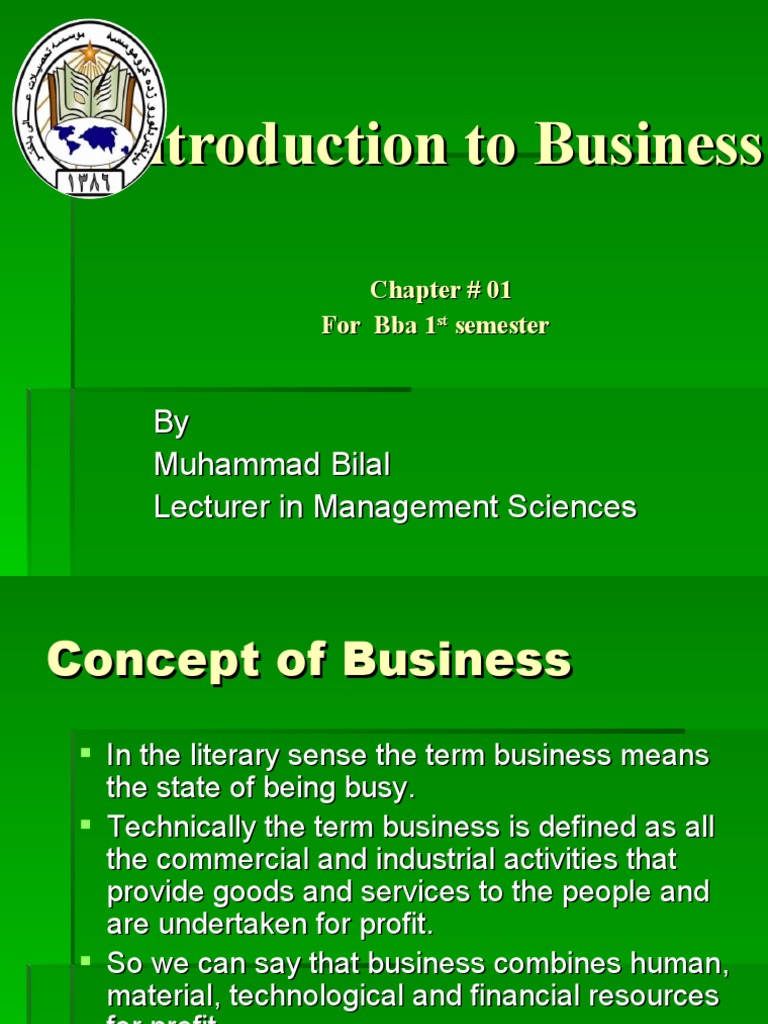 ITB Chapter - 01 | PDF | Goods | Business