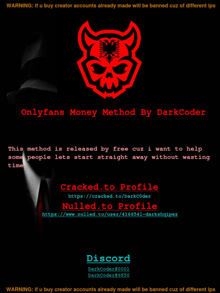 Discord: Onlyfans Money Method by Darkcoder | PDF | Online Services | Computer Mediated ...