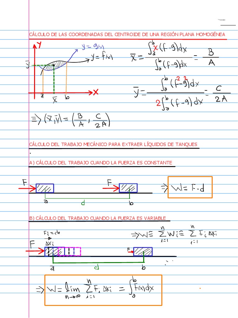 Formulas y Ejercicios Resueltos de Centroide y Trabajo Mecanico.... PDF | PDF